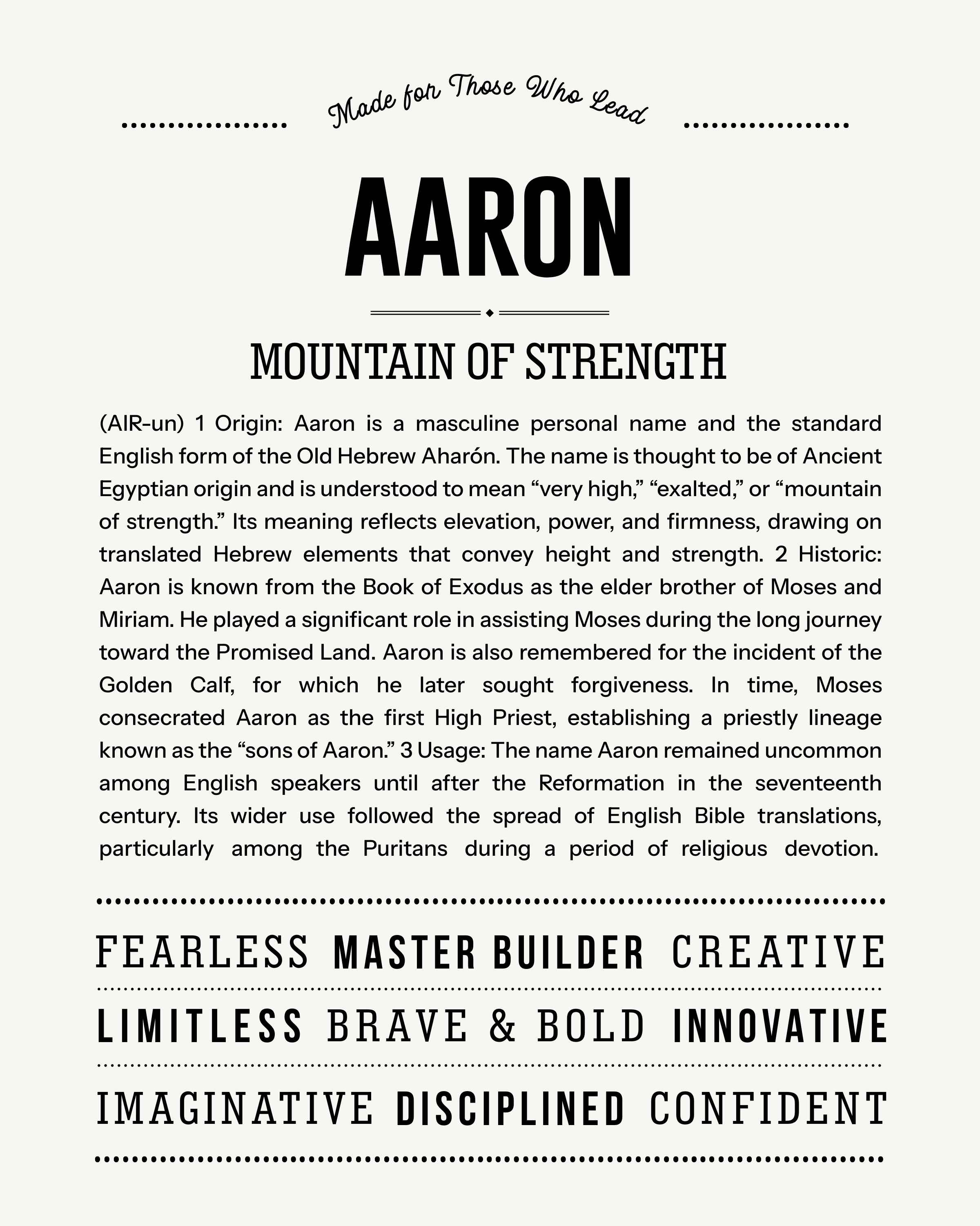 Aaron | Personalised Name Meaning Print, Custom Name Art Gift – Name ...