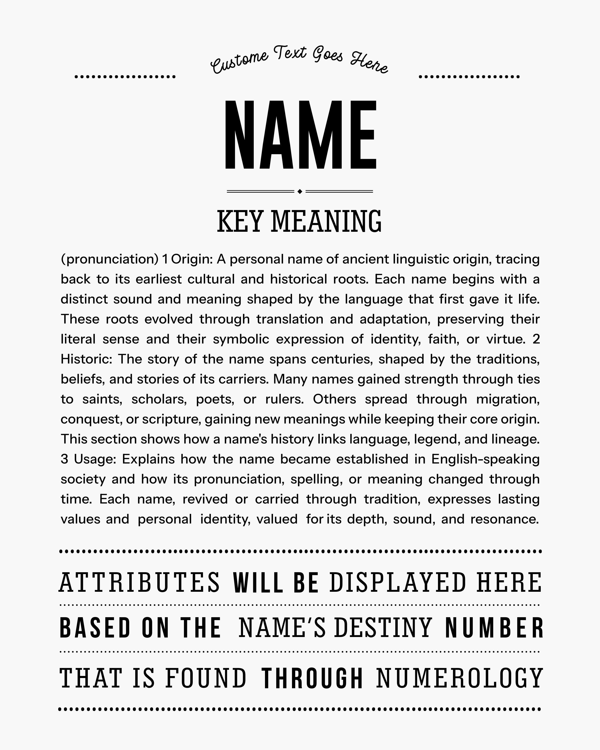 Personalized Name Meaning Classic Art Print – Name Stories UK